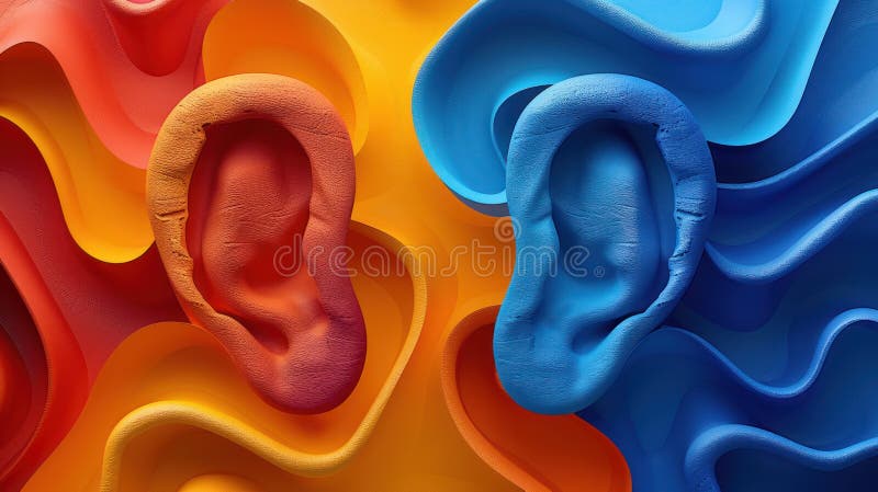 Minimalist Illustration Showcasing Vivid Colored Ear Patterns Against a ...