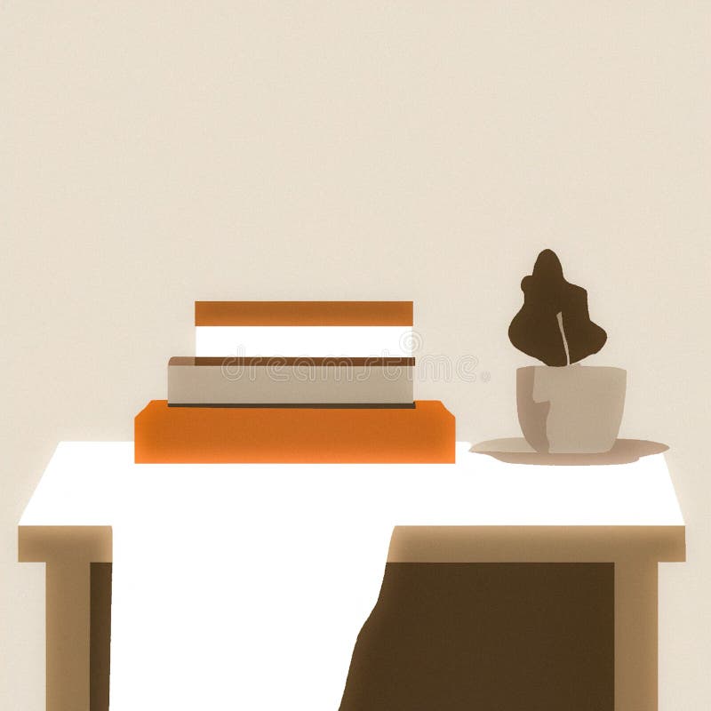 Minimalist Illustration of a Stack of Books on a Table Stock ...