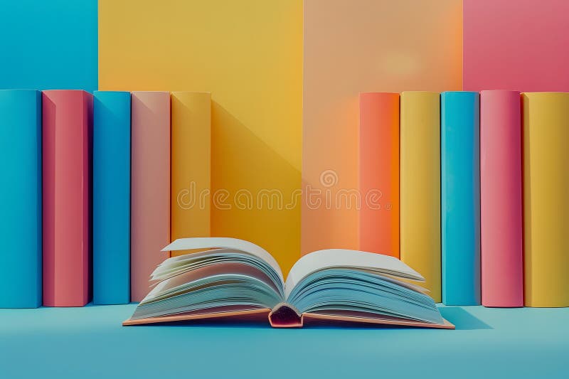 Minimalist Illustration of a Stack of Colorful Notebooks Stock ...