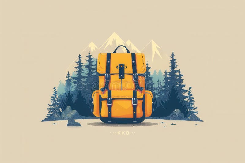 A Minimalist Illustration of a Stylized Backpack Against a Backdrop of ...