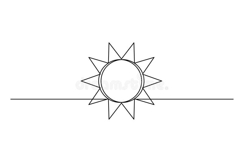 Minimalist Illustration of the Sun on the Horizon, Drawn with a Single ...