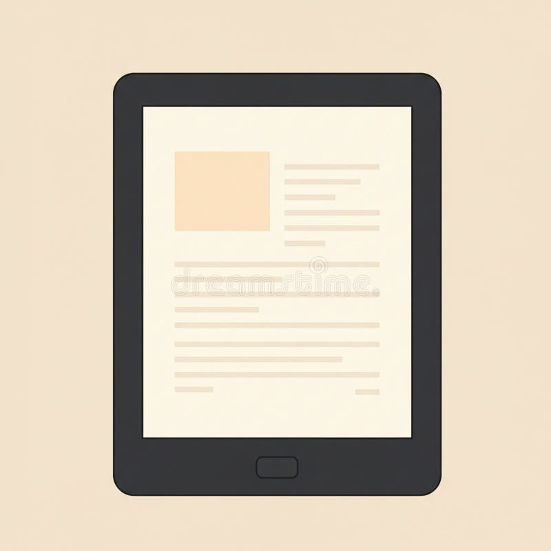 A Minimalist Illustration of a Tablet with a Black Frame Displaying a ...