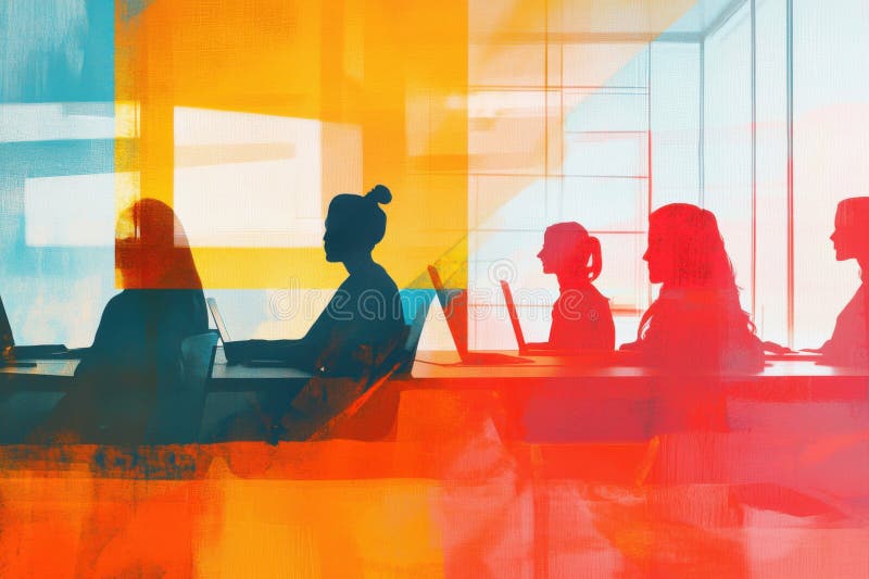 Minimalist Illustration of Team Collaboration Concept in Modern Work ...