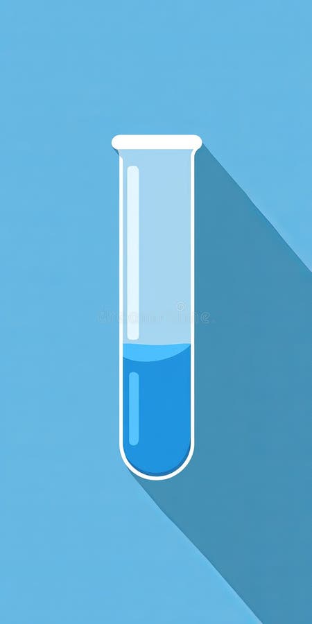 Minimalist Illustration of a Test Tube Filled with Blue Liquid on a ...