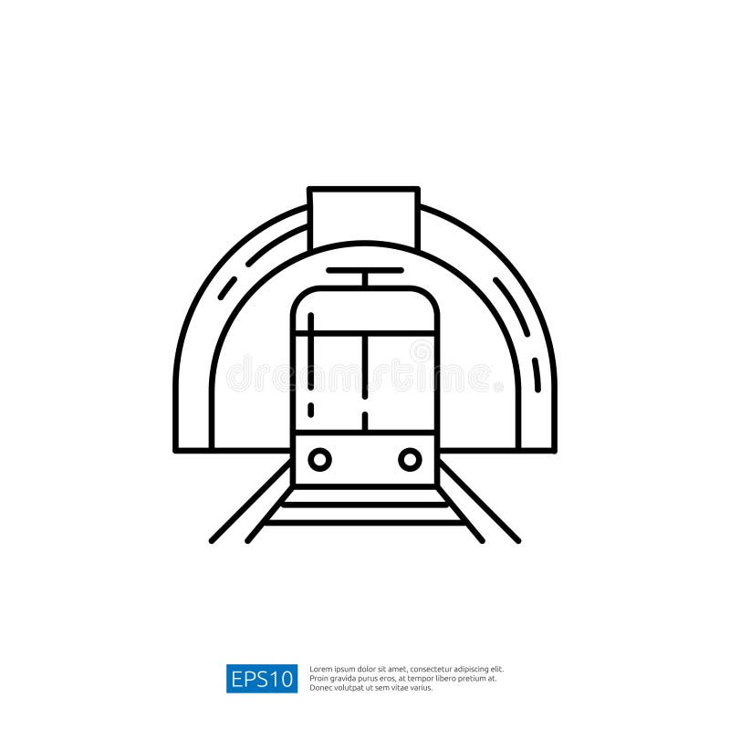 A Minimalist Illustration of a Train Entering a Tunnel, Representing ...