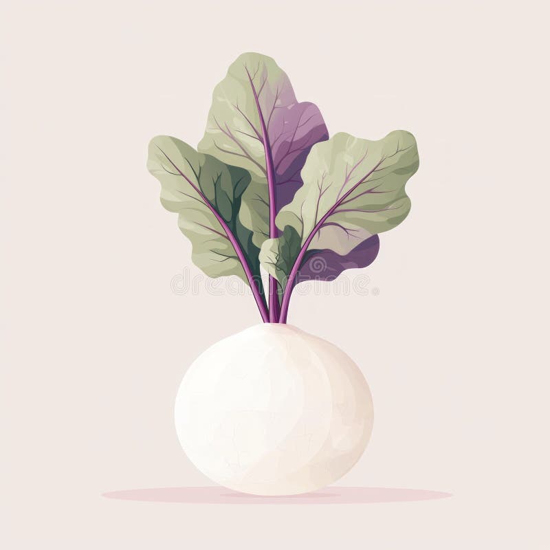 Minimalist Illustration Turnip Featuring Simple Lines and Pastel Colors ...
