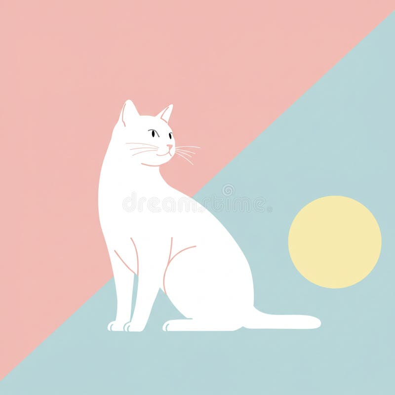 Minimalist Cat Illustration Soft Pastel Colors Stock Photos - Free ...