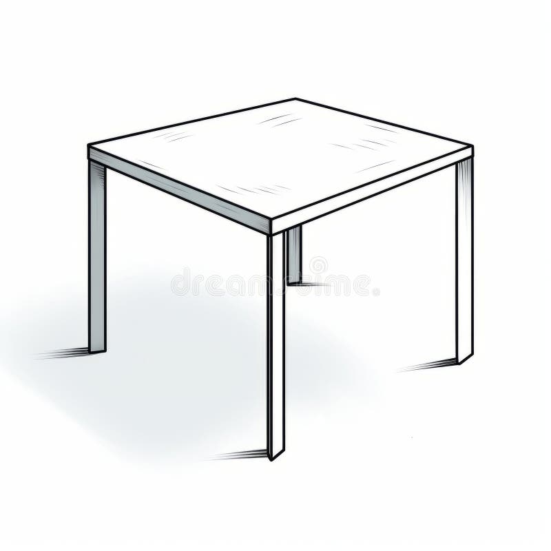 Minimalist Cartoon Square Table Set in Place Stock Illustration ...
