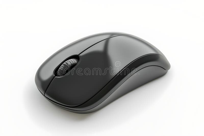 Sleek Black Computer Mouse Isolated on White Background. Modern Office ...