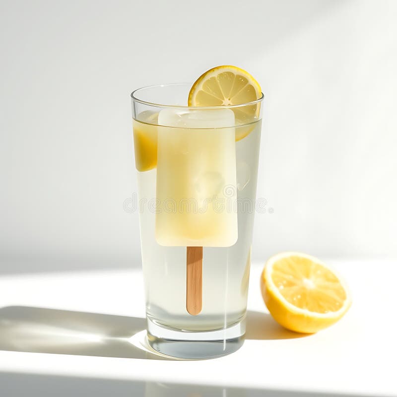A Minimalist Image of a Clear Glass of Lemonade with a Slice of Lemon ...