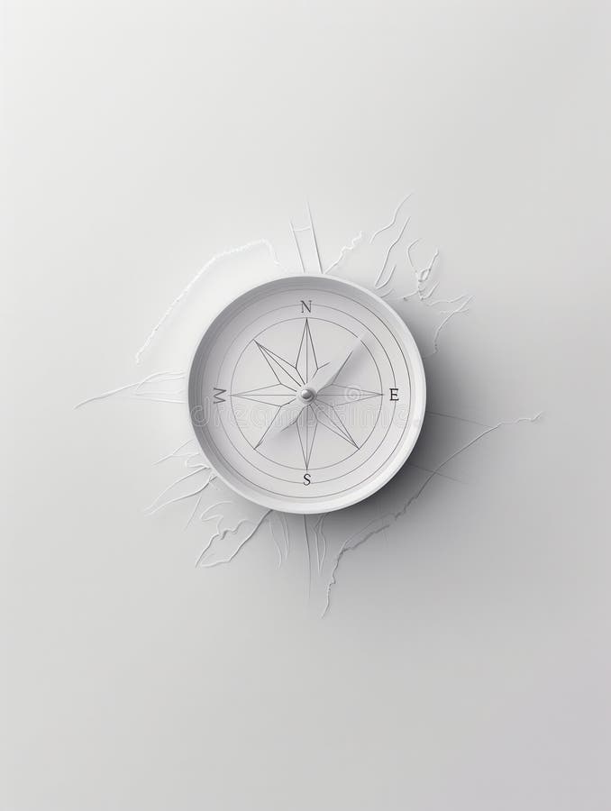 A Minimalist Image of a Compass with Clear Lines and a White Background ...
