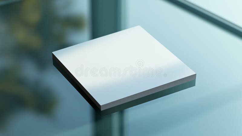 Minimalist Square Object with Soft Lighting on Glass Surface Stock ...
