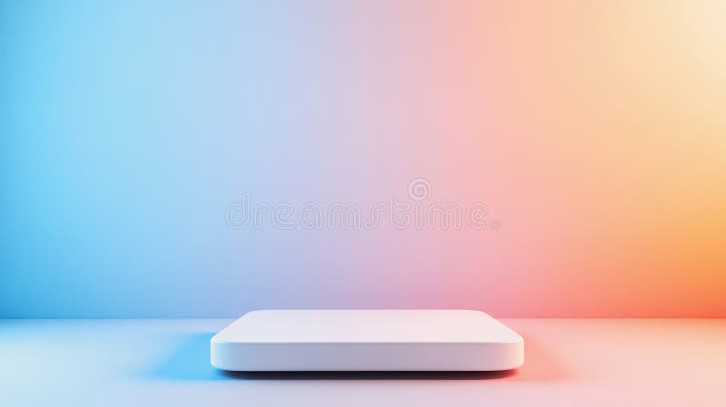 Minimalist Scene with White Display Platform Against Soft Blue and ...