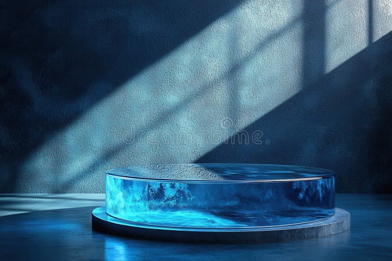 Clear Glass Object on a Minimalist Blue Background with Shadows Stock ...