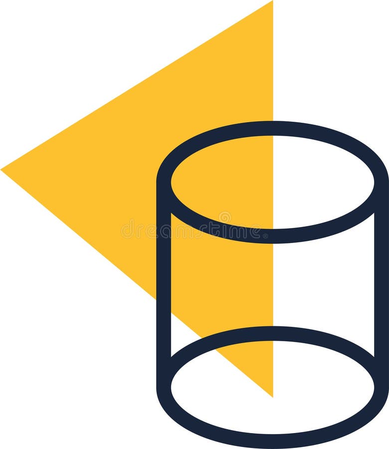 Minimalist Image Featuring a Dark Blue Outlined Cylinder Partially ...