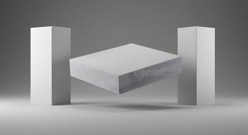 Abstract Minimalist Composition: Floating Cube between Two Vertical ...
