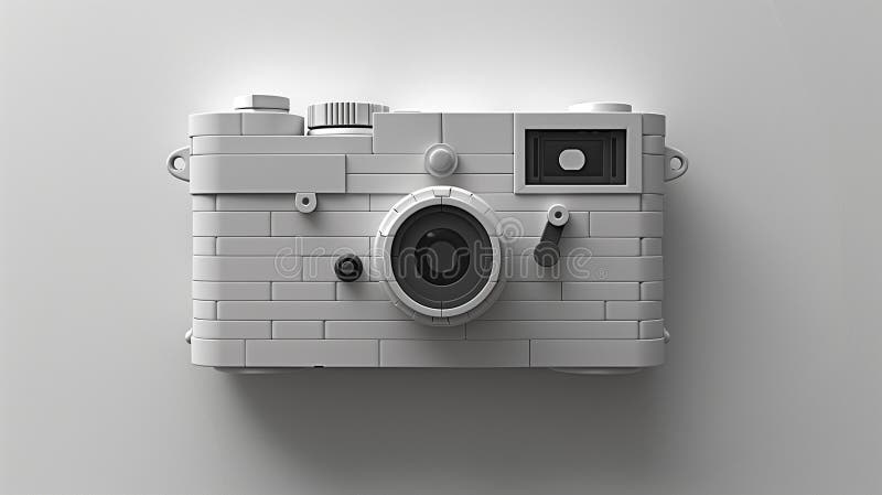 Minimalist Grey Camera on Light Background Stock Illustration ...