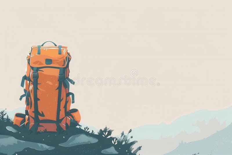 A Minimalist Image Featuring a Stylized Orange Backpack Resting on a ...