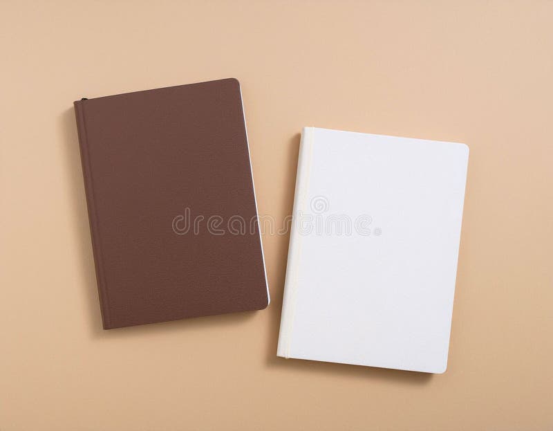 Two Notebooks on Beige Surface Stock Illustration - Illustration of ...