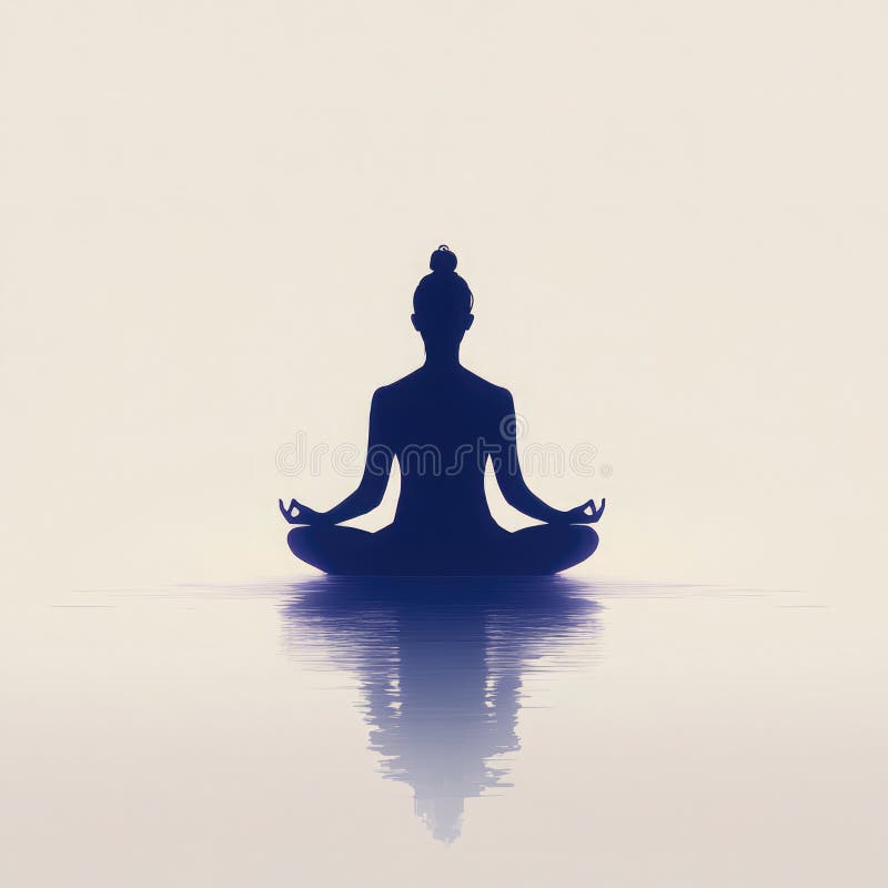 Minimalist Image of Meditating Person in Lotus Pose with Deep Blue ...