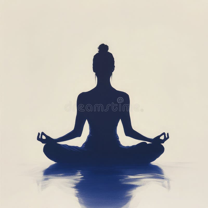 Minimalist Image of Meditating Person in Lotus Pose with Deep Blue ...