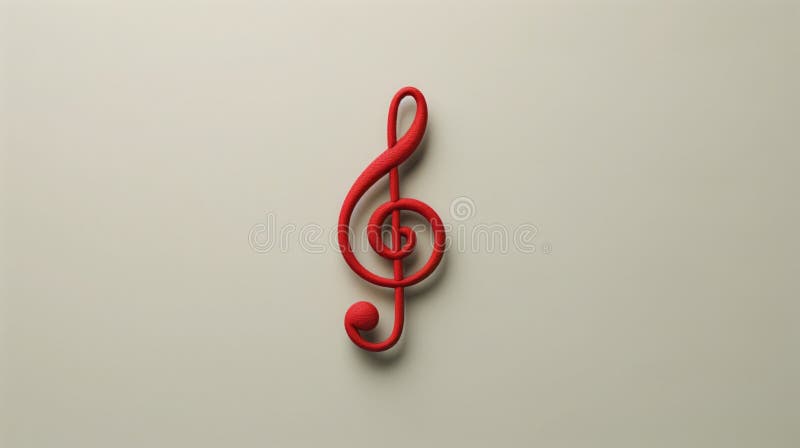 A Minimalist Image of a Red Treble Clef Symbol on a White Background ...