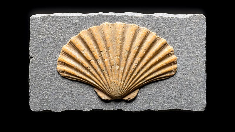 Minimalist Shell Fossil Embedded in Stone Surface Stock Illustration ...
