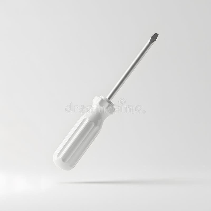 White Screwdriver on White Background: Minimalist Tool Photography ...