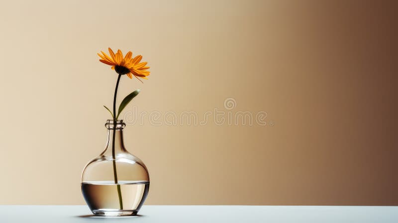 Minimalist Image of a Single Flower in a Vase Stock Illustration ...