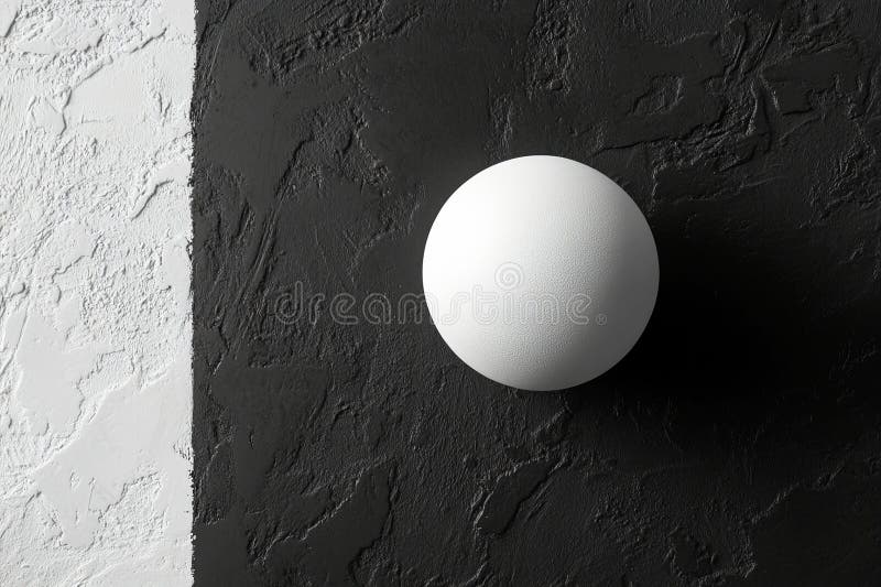 White Sphere on Black and White Textured Background Minimalist Design ...