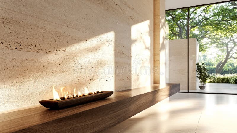 Minimalist Indoor Fire Pit with Natural Light Stock Photo - Image of ...