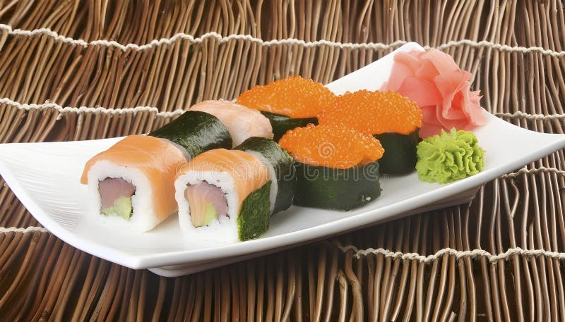 Minimalist Indulgence. Perfectly Plated Japanese Sushi. Stock Photo ...