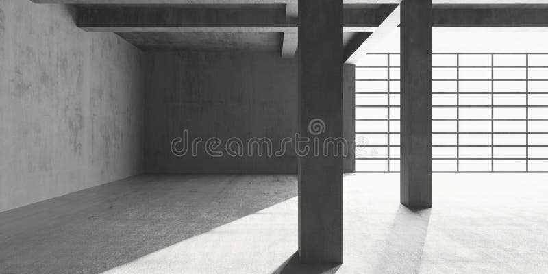 Minimalist Industrial Interior with Concrete Walls and Natural Light ...