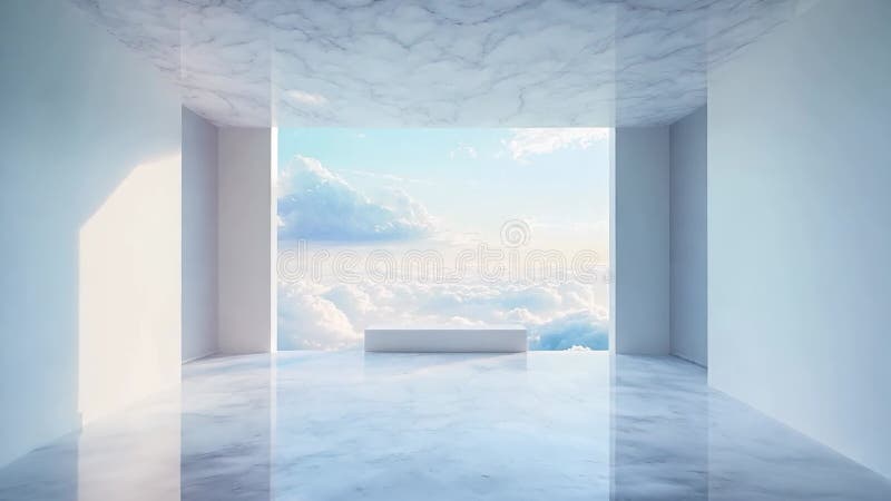 Minimalist Infinity Room with Stunning Skyline and Cloudscape View ...