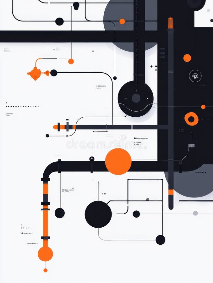 Minimalist Infographic Detailing Gas Pipeline Layout and Flow Dynamics ...