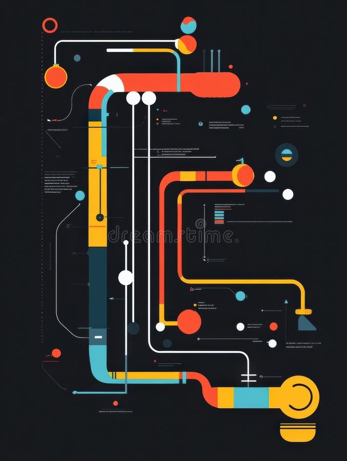 Minimalist Infographic Representing Gas Pipeline Flow Patterns and ...