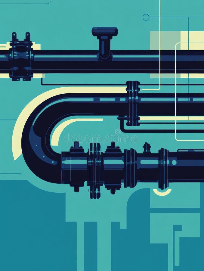 Minimalist Infographic Showcasing Gas Pipeline Flow in an Abstract ...