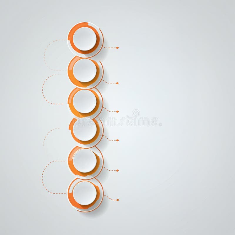 A Minimalist Infographic Timeline with Six Circular Orange Steps Stock ...