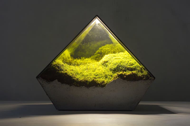 A Minimalist Installation of Glowing Moss in a Dark Terrarium Picture ...