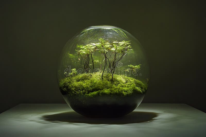 A Minimalist Installation of Glowing Moss in a Dark Terrarium Picture ...