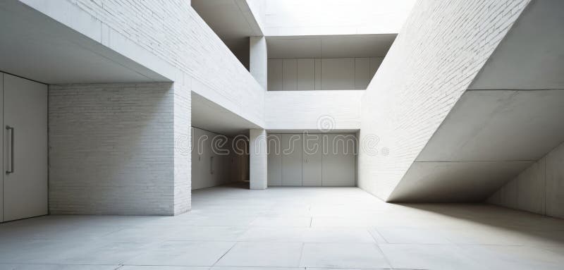 Minimalist Interior Architectural Space Featuring Clean White Brick ...