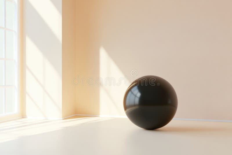 Minimalist Interior with Black Sphere and Natural Sunlight from Large ...