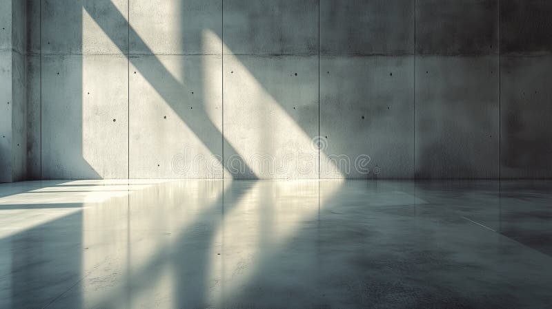 Minimalist Interior with Concrete Walls and Reflective Floor ...