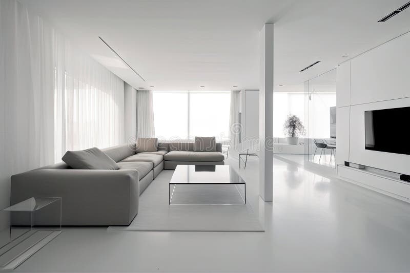 Minimalist Interior, with Crisp Lines and Clean Surfaces Stock ...