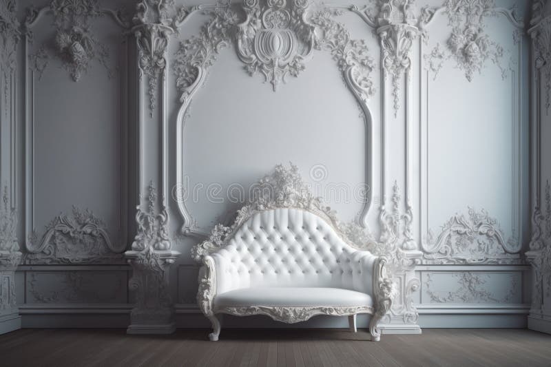 Minimalist Interior Design Background in Rococo Style Stock ...