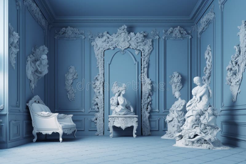 Minimalist Interior Design Background in Rococo Style Stock ...