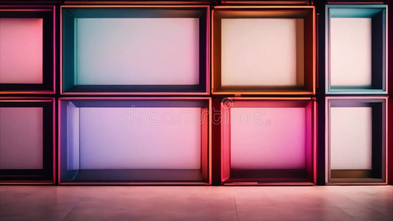 Abstract Minimalist Interior Design with Colorful Frames Stock Video ...