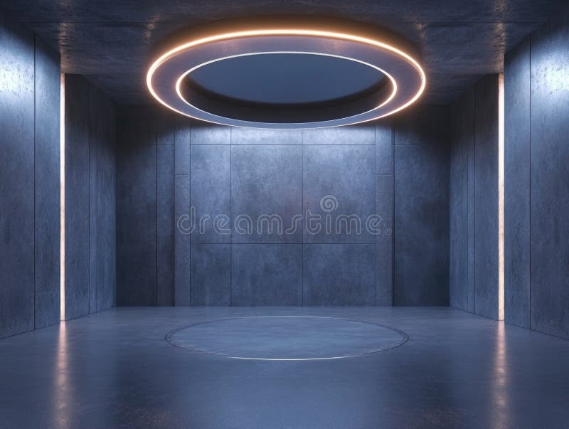 Empty Room with Circular Light Stock Photo - Image of ambiance, empty ...