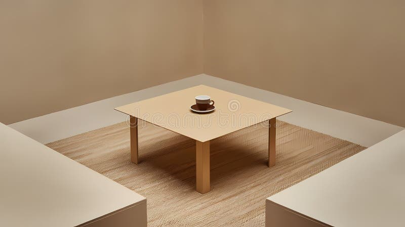 Minimalist Interior Design with Cozy Coffee on Square Table Stock ...