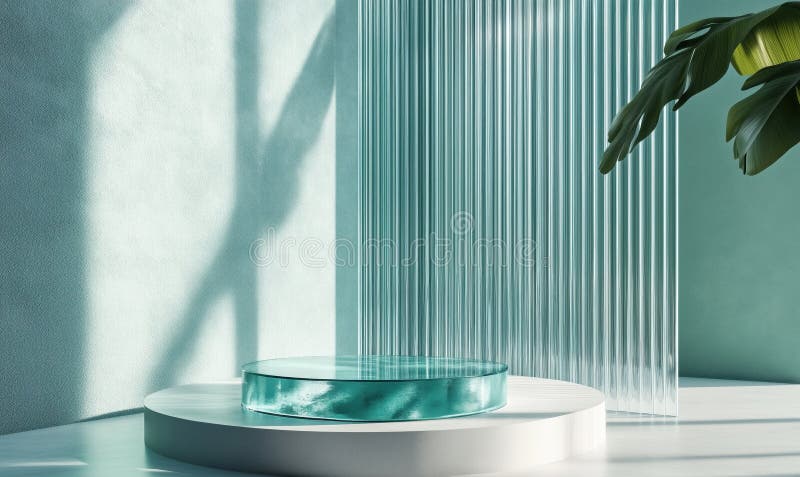 Minimalist Interior Design Featuring Circular Glass Platform, Textured ...
